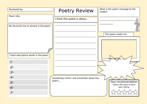 KS1 & 2 Poetry review blank template. | Teaching Resources