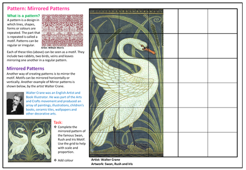 Art cover work/cover lesson worksheet - Mirrored Patterns | Teaching ...