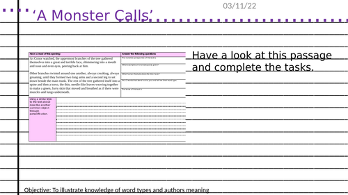 A Monster Calls Paper 1 Question 2 | Teaching Resources