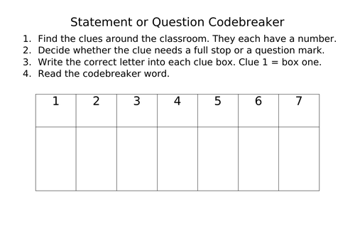 Question or Statement Codebreaker | Teaching Resources