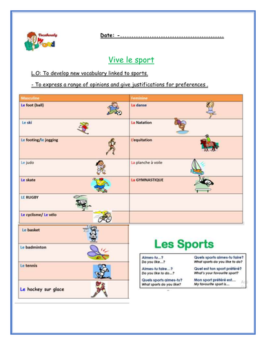 Les sports et les opinions | Teaching Resources