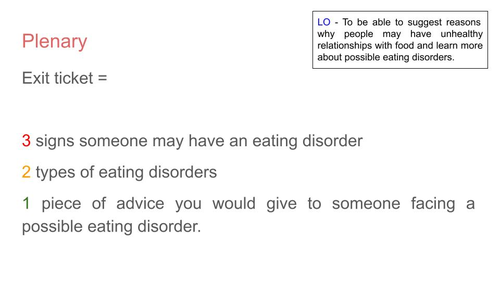 Eating Disorders PSHE - Relationships with Food | Teaching Resources