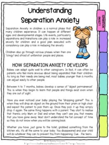 SEPARATION ANXIETY PORTFOLIO | Transition to School & Worries | Anxiety ...