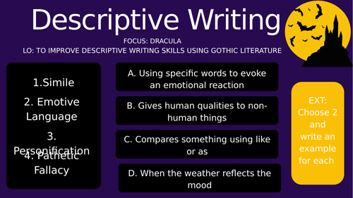 Descriptive Writing: Dracula KS3 | Teaching Resources