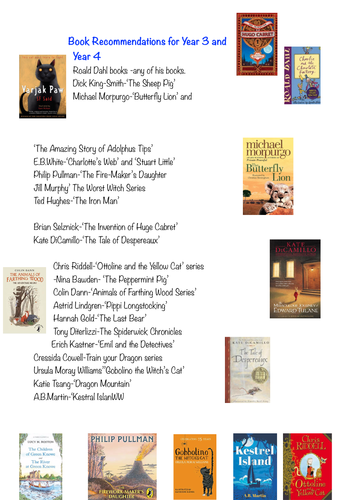 Reading List Year 3 and 4 | Teaching Resources Reading List Year 3 and 4 | Teaching Resources
