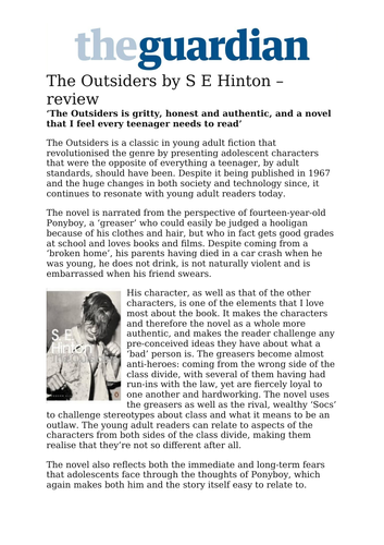 The Outsiders by S E Hinton Scheme of Work | Teaching Resources