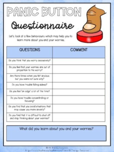 My Panic Button | Anxiety Curriculum Workbook | Counseling Lesson ...