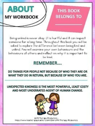 Being Kind is Cool Workbook Counseling Lesson Anti-bullying Kindness ...