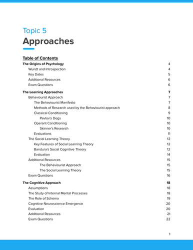 AQA A-LEVEL APPROACHES - Revision notes and Workbook | Teaching Resources