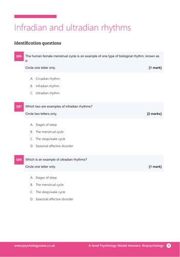 A Level Psychology: Biopsychology: Infradian and Ultradian Rhythms ...