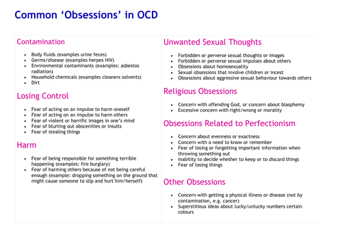A Level Psychology: Psychopathology: The Clinical Characteristics of ...
