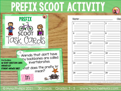 Prefix Scoot Card Game | Teaching Resources
