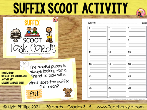 Suffix Scoot Card Game | Teaching Resources