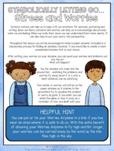 Worries Airplane Lesson & Craft CBT Counseling Activity Anxiety ...
