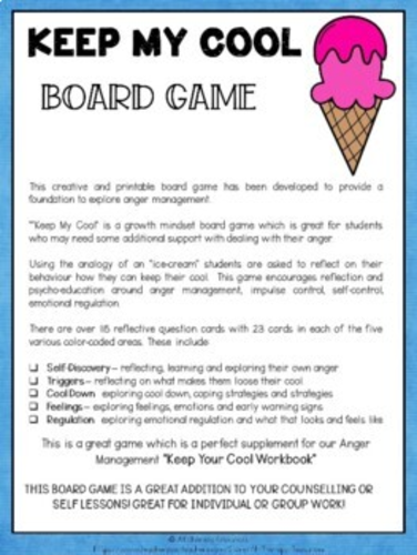 Keep Your Cool Board Game - Anger Management Triggers Coping SEL Lesson ...