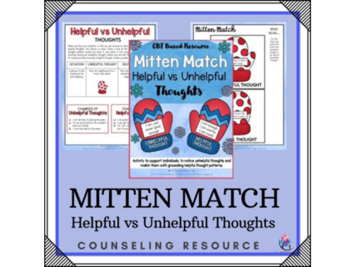 Helpful vs Unhelpful Thoughts Mitten Match - Winter Counseling Activity ...