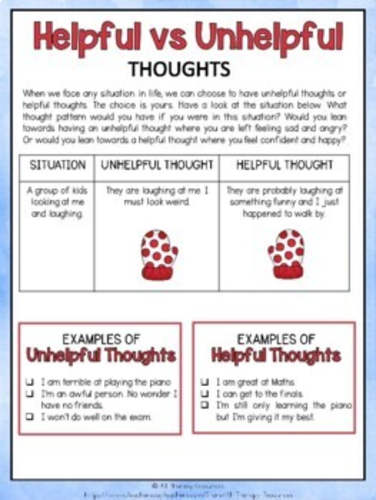 Helpful vs Unhelpful Thoughts Mitten Match - Winter Counseling Activity ...