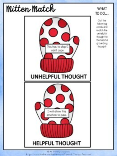 Helpful vs Unhelpful Thoughts Mitten Match - Winter Counseling Activity ...