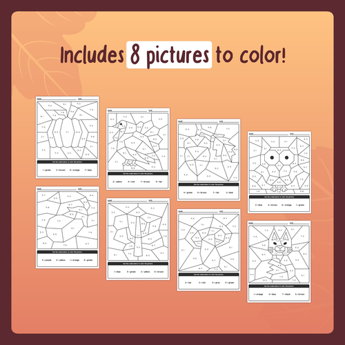 Fall Subtraction Activity | Single Digit Subtraction, Autumn Math Color ...
