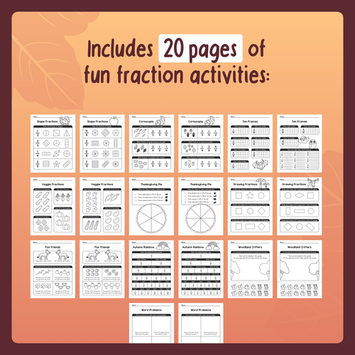 Fall Fractions | Simple Fractions For Beginners, Autumn Fraction ...
