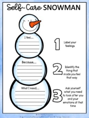 Self Care Winter Snowman Counseling Craft - End of Year Emotional ...