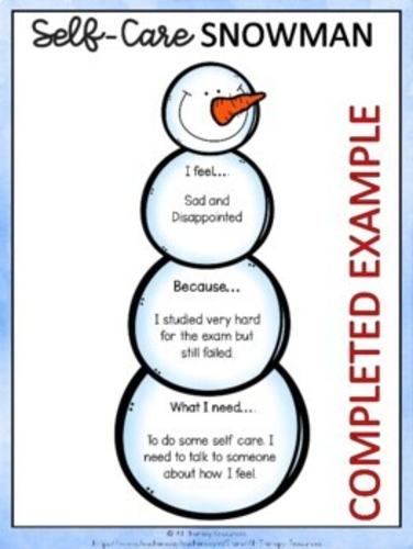 Self Care Winter Snowman Counseling Craft - End of Year Emotional ...