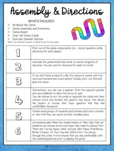Next Steps Board Game - Puberty & Beyond, Relationships & Protective ...
