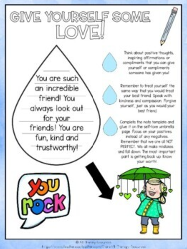 Self-Love Shower Lesson Craft Activity - Love Yourself Group | Teaching ...