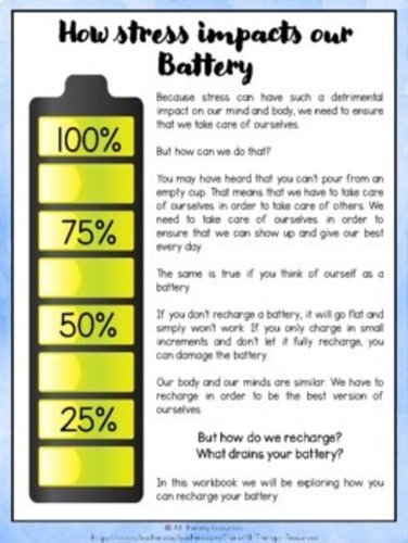 Recharge Your Battery Workbook - Self Care SEL Fill Your Cup Craft ...