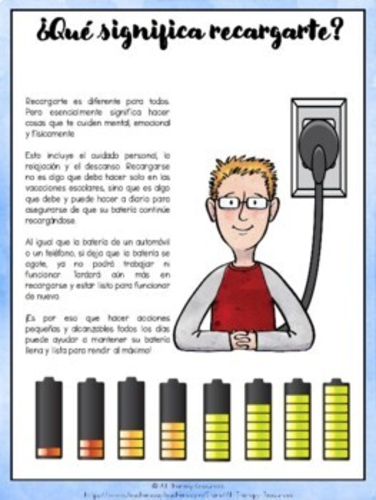 SPANISH VERSION Recharge Your Battery Workbook - Self Care SEL Craft ...