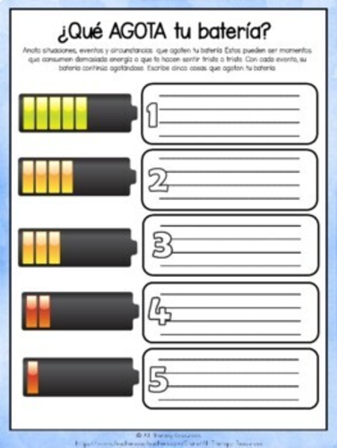 SPANISH VERSION Recharge Your Battery Workbook - Self Care SEL Craft ...