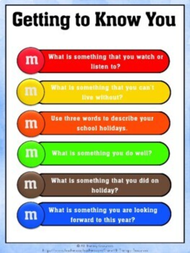 M&M Back to School - Getting to Know You Team Building Activities Ice ...