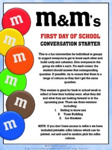 M&M Back to School - Getting to Know You Team Building Activities Ice ...