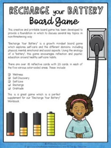 Recharge Your Battery Board Game - Self Care SEL Back to School ...