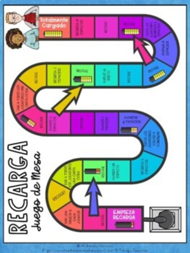 SPANISH VERSION Recharge Your Battery Board Game - Self Care SEL Back ...