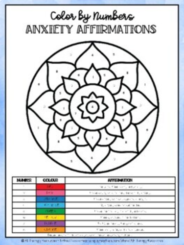 Mental Health Mandala Color by Numbers Depression Self-Love Anxiety ...