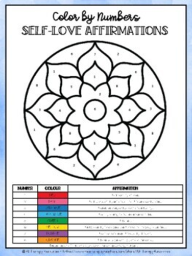 Mental Health Mandala Color by Numbers Depression Self-Love Anxiety ...
