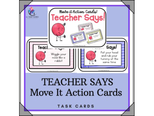 Teacher Says Action Cards (Simon Says) - Task Cards Kindergarten Early ...
