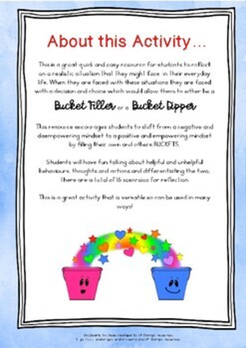 Bucket Filler vs Bucket Dipper Scenarios - growth mindset lesson ...