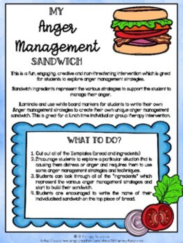 Anger Management Sandwich - Anger Management Coping Calming | Teaching ...