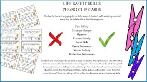Safety Skills - 64 Yes No Clip Cards - Autism Special Education Speech ...