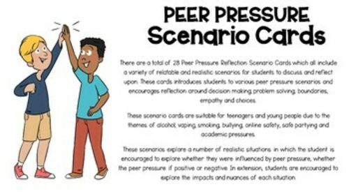 Peer Pressure Scenario Cards for Teenagers I School Counseling Lesson ... Peer Pressure Scenario Cards for Teenagers I School Counseling Lesson ...