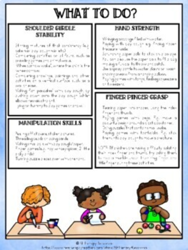 Fine Motor Skills Strategies Activities - 2 page tip sheet handout for ...