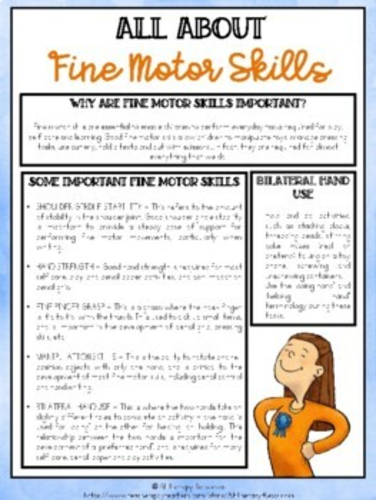 Fine Motor Skills Strategies Activities - 2 page tip sheet handout for ...