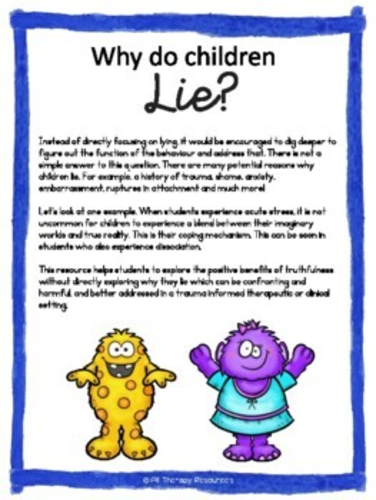 Lying Monster | Mini Lesson | Truth Lie Creative Therapy Plan ...