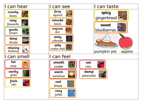 Autumn Senses Poem Year One and Year Two. | Teaching Resources
