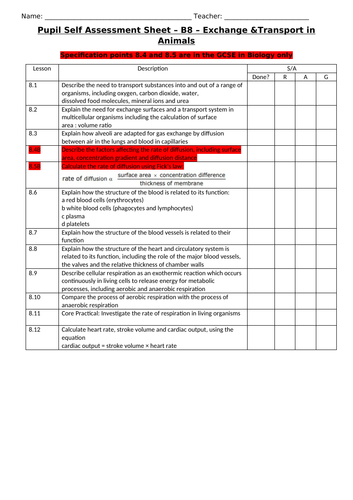Edexcel B5 9 Self Assessment Teaching Resources