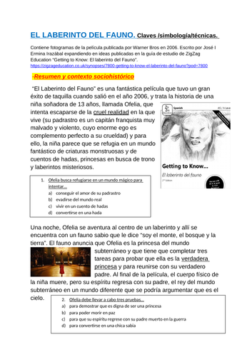El Laberinto del Fauno Claves/Técnicas/Símbolos | Teaching Resources