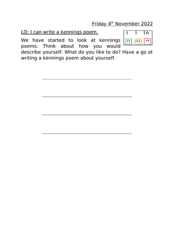 Year 1 Kennings Poetry Unit | Teaching Resources