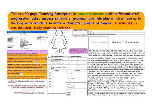 The BFG-character description of Sophie | Teaching Resources